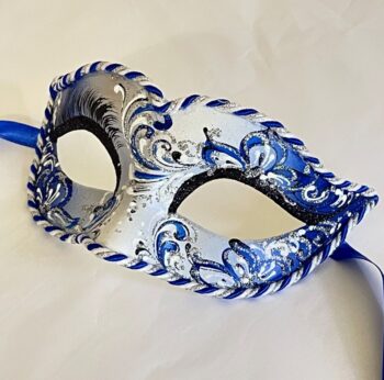 Blue Venetian Masquerade Mask - Masquerade Masks Australia Free Post